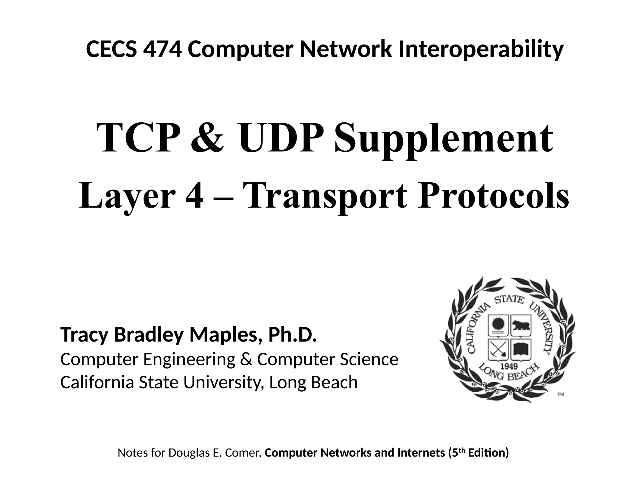 presentation on 474-TCP-UDP-Supplement,They are the types of transport layer | PPTX