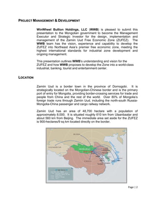 WWB Zamiin Uud Free Economic Zone Project Presentation Jul09 | PDF