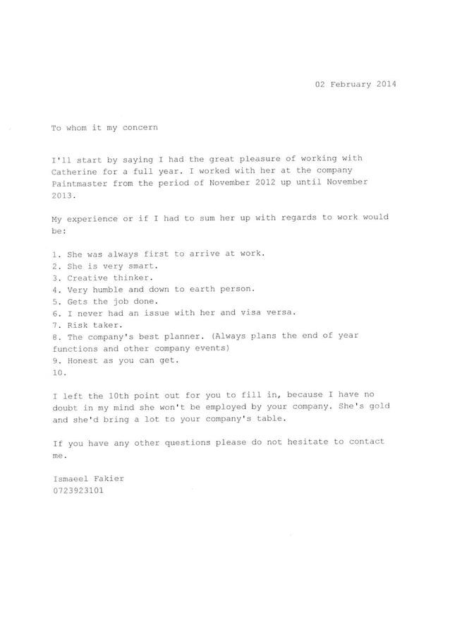 Reference Letter - Ismaeel Fakier | PDF