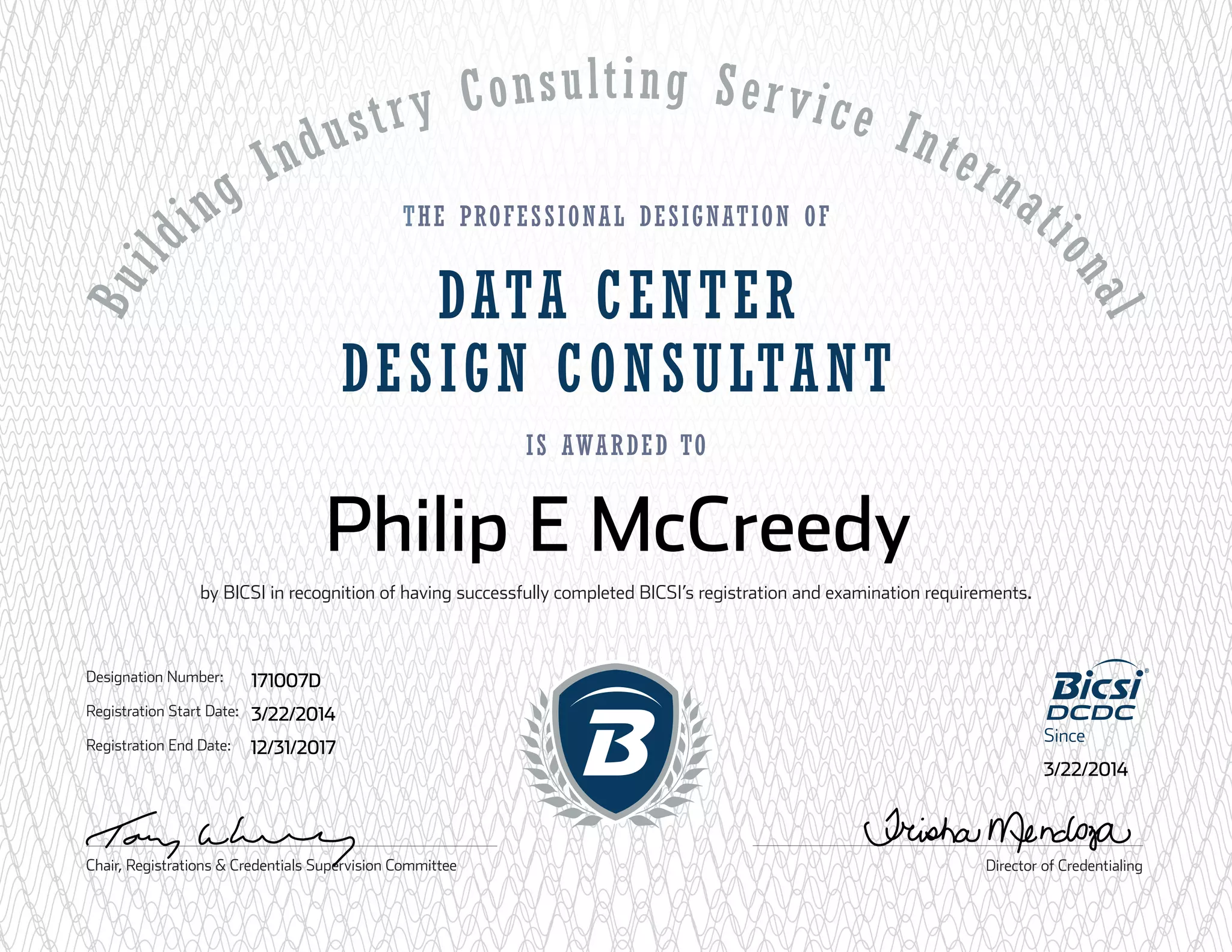 McCreedy, P.E. - BICSI DCDC Cert. 032214 | PPT