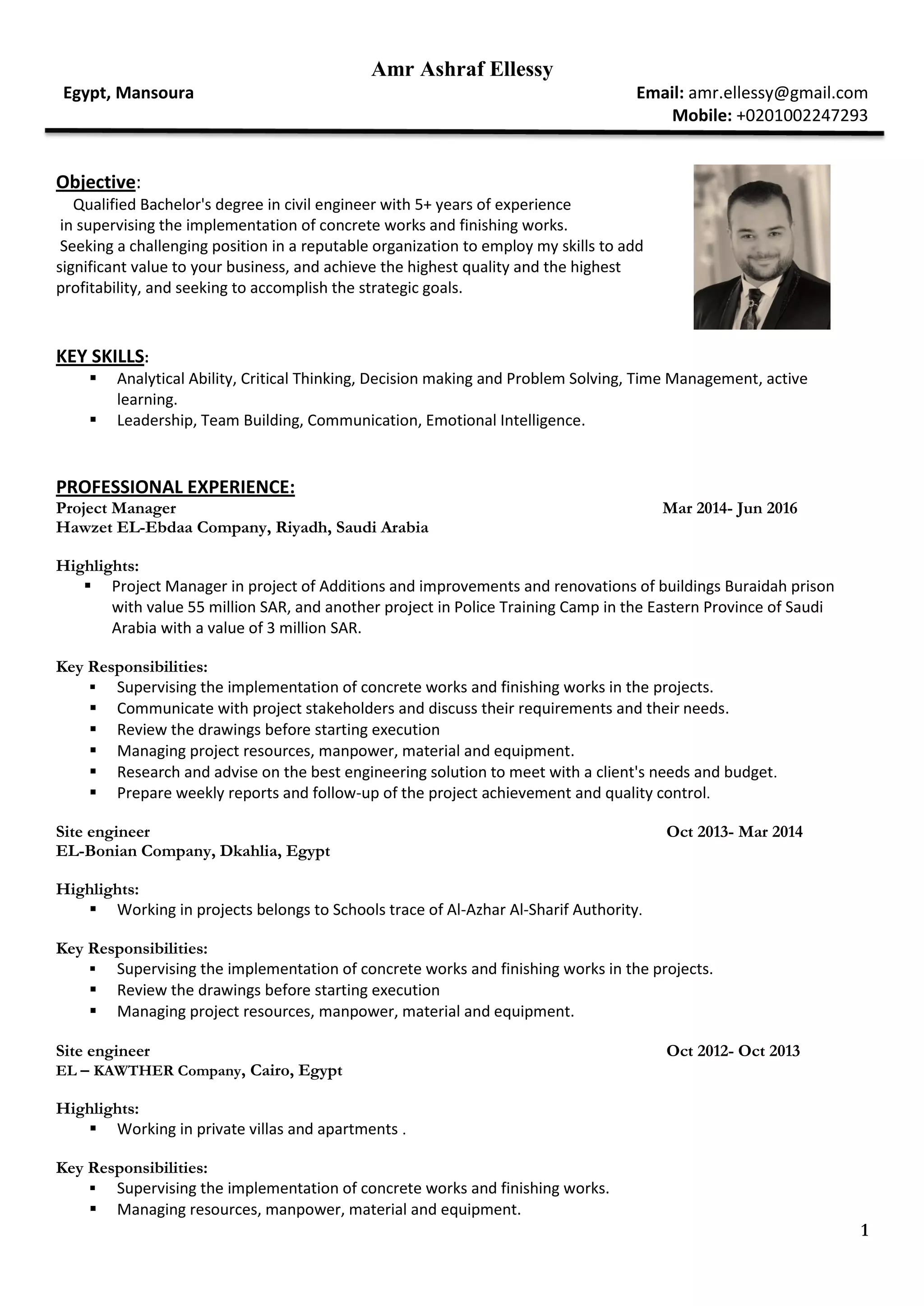 CV amr ellessy | PDF