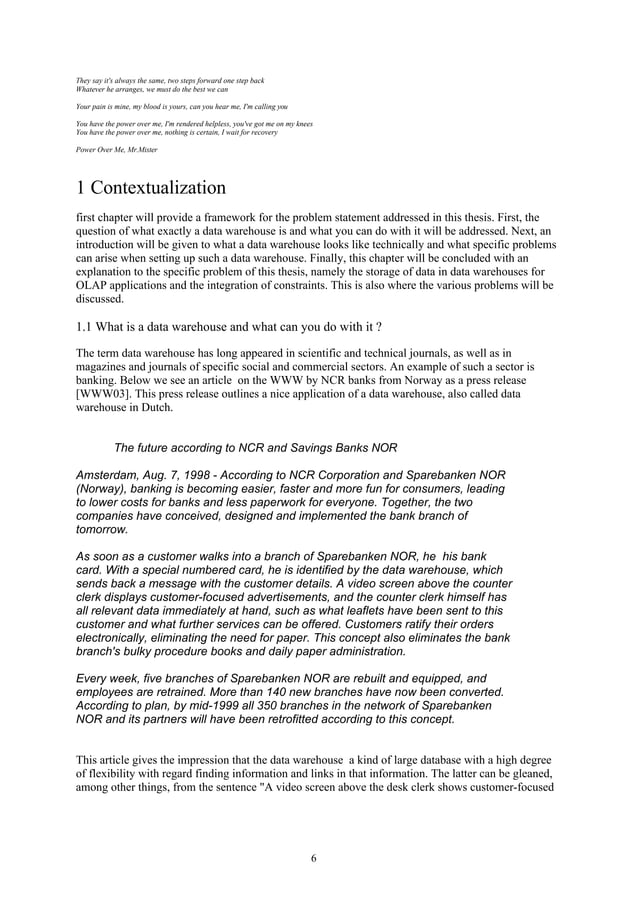 Master Thesis - Data Warehouse Design - Computer Science | PDF