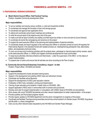 VERONICA ALOYCE MBUYA - CV | PDF