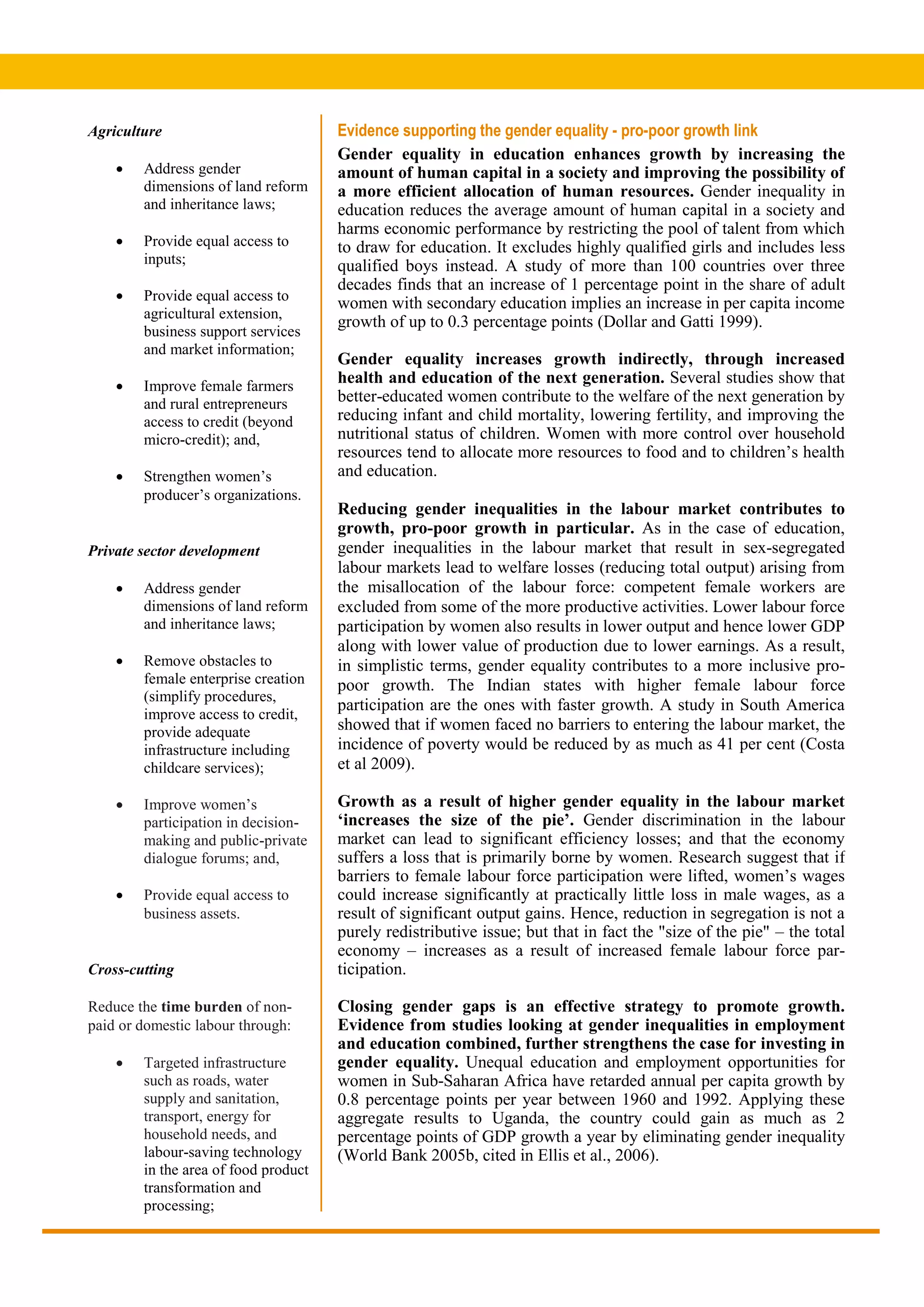 Gender Equality and Pro-Poor Growth - Women’s Economic Empowerment | PDF