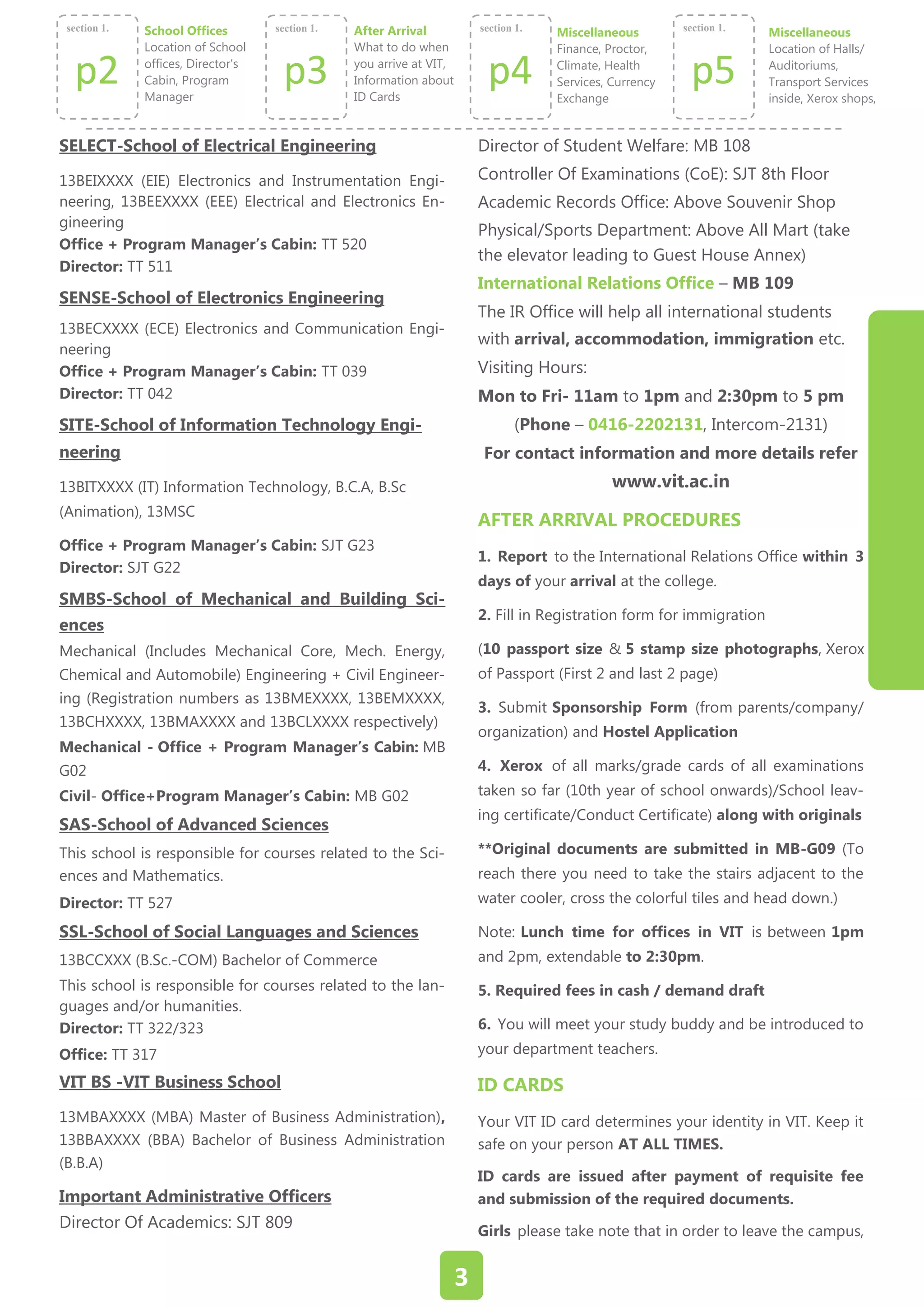 VIT Student handbook international Edition 13-14 | PDF