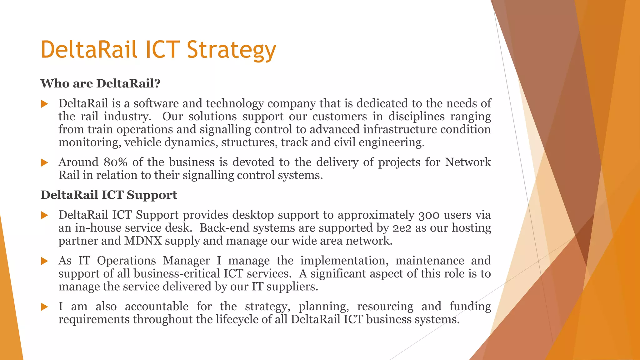 DeltaRail ICT Strategy Presentation - Gavin Harris | PPSX