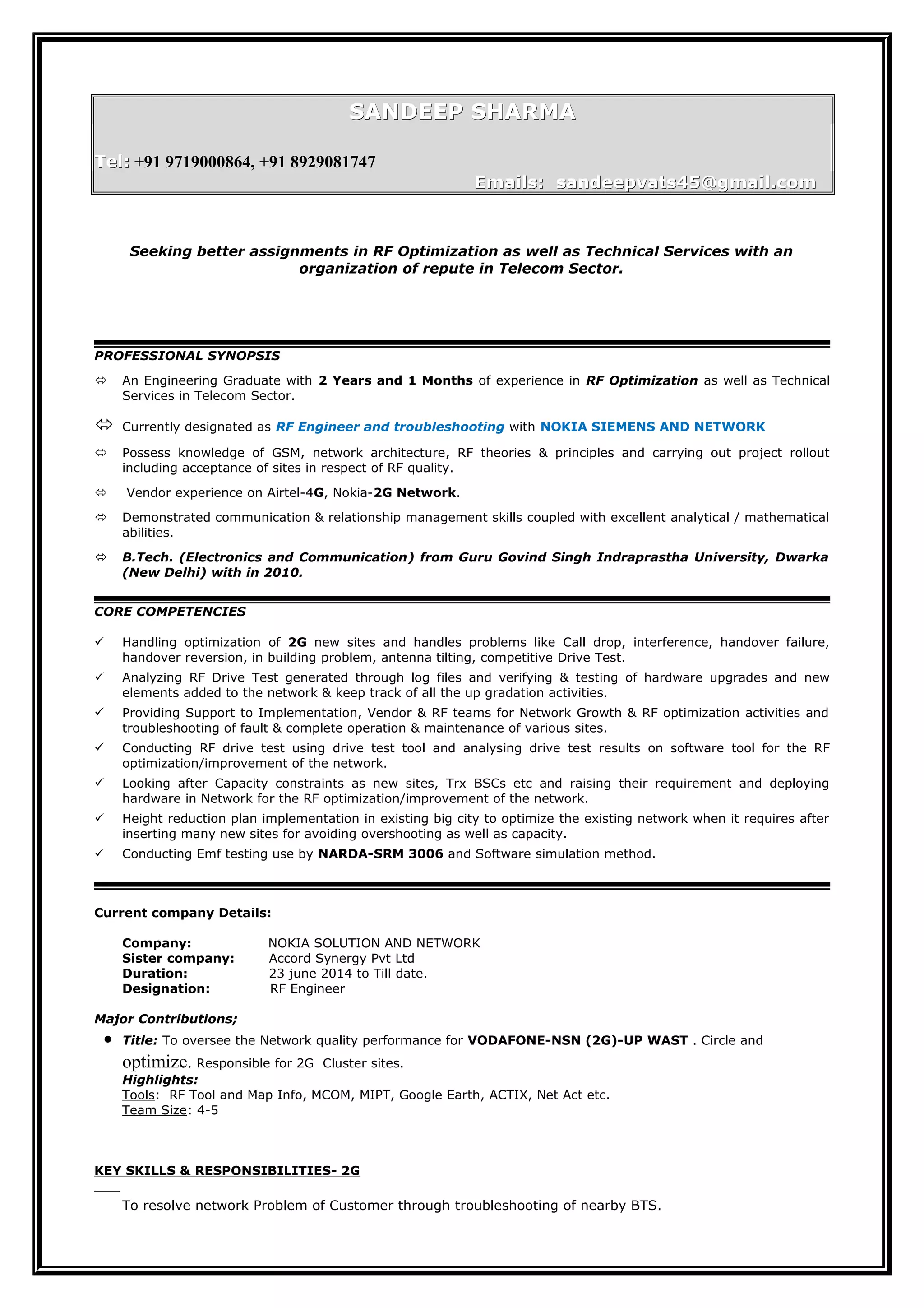 Sandeep Sharma_CV | DOC | Computer Networking | Computing