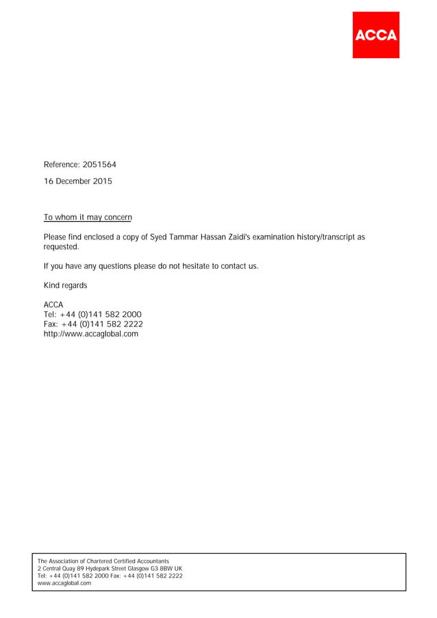 CAT & ACCA Transcript | PDF | Business Accounting & Finance | Business