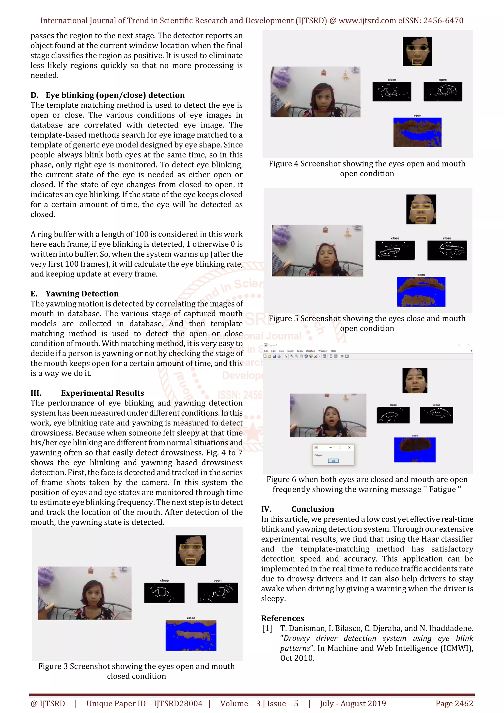 Real Time Eye Blinking and Yawning Detection | PDF