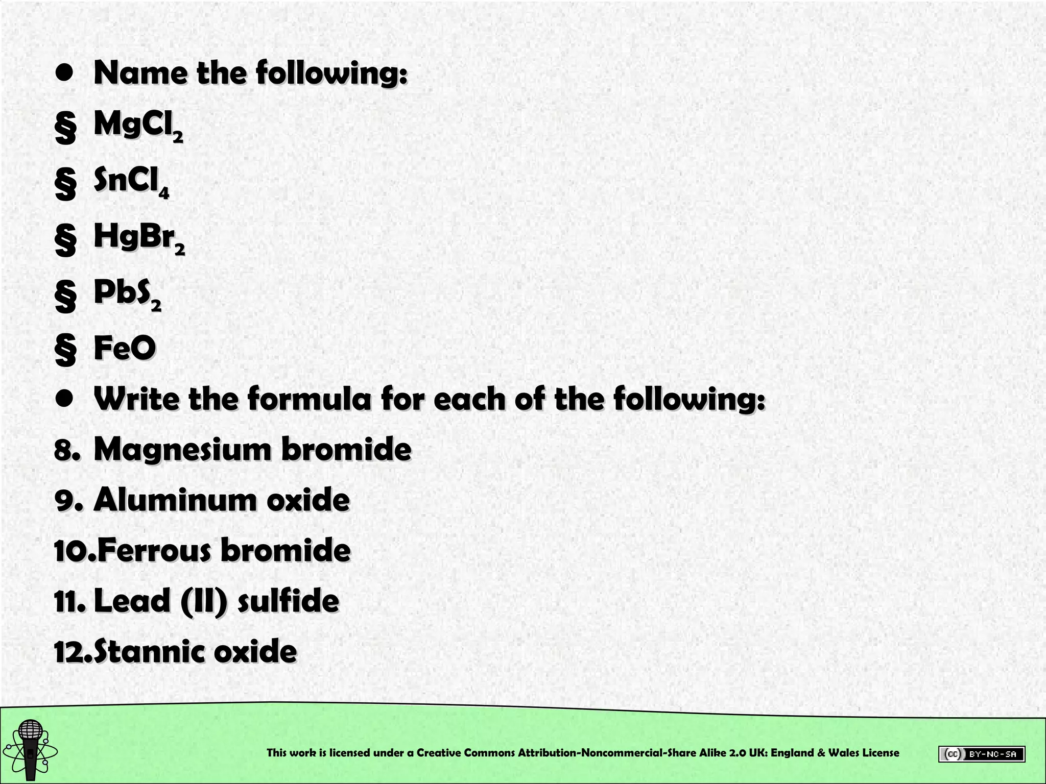Chemical Structure: Chemical Nomenclature. Inorganic Compounds | PPT