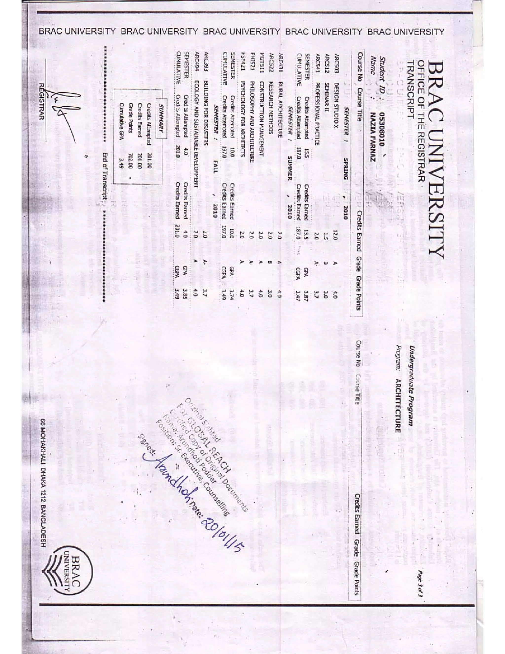 BRAC Certificate and marksheet | PDF