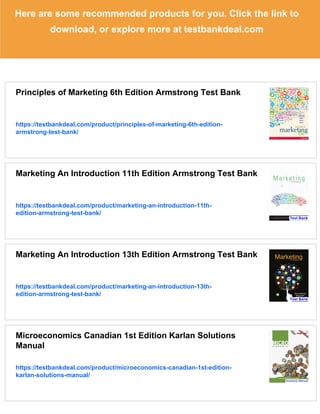 Principles of Marketing AUSTRALIAN 7th Edition Armstrong Test Bank | PDF