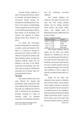 Designing an Innovative Assessment of HOTS in the Science Learning for ...