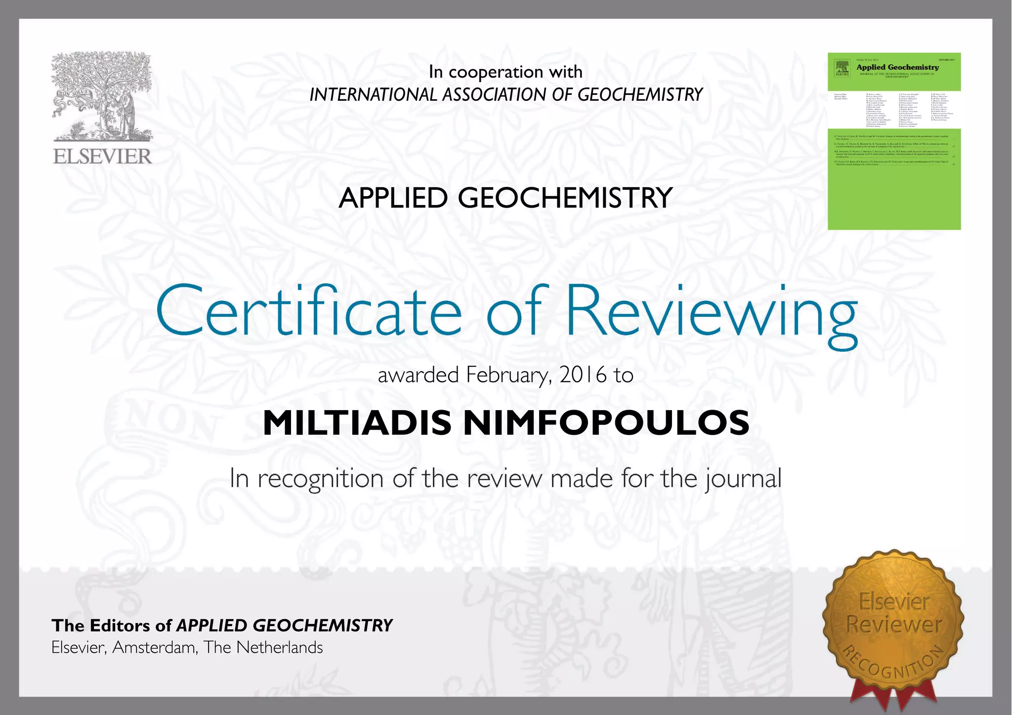 Reviewer Certificate | PPT