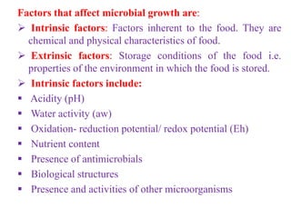 Food microbilogy Intrinsic factors fo GT | PPT | Chemistry | Science