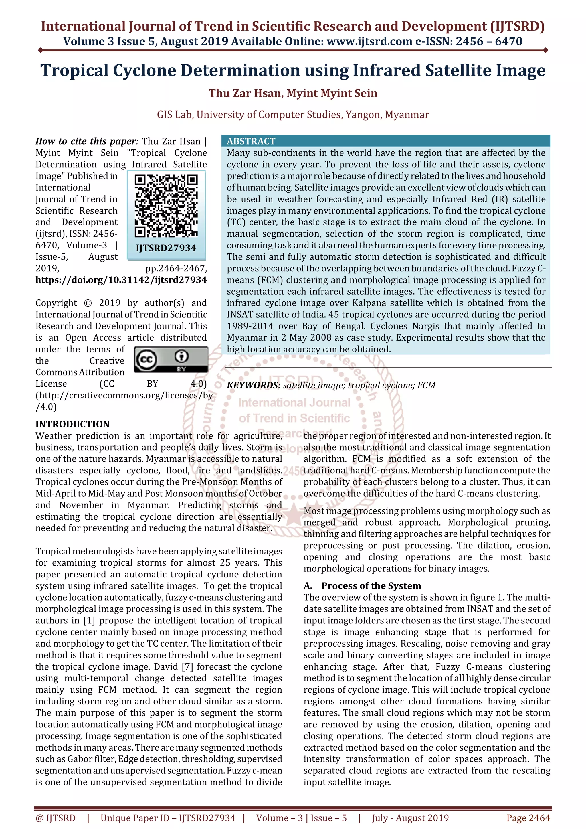 Tropical Cyclone Determination using Infrared Satellite Image | PDF