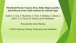 Final_Presentation_FlowDroid | PDF | Operating Systems | Computer Software and Applications