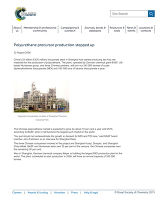 Huntsman:BASF First MDI Plant in China | PDF