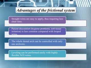 Friction vs Friction less mechanics in orthodontic space closure | PPTX