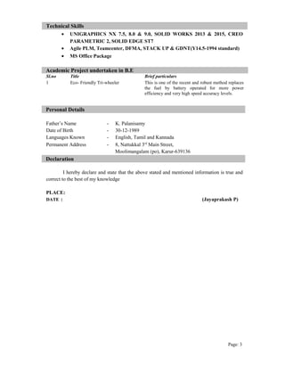 Jayaprakash Resume 2015 | DOC