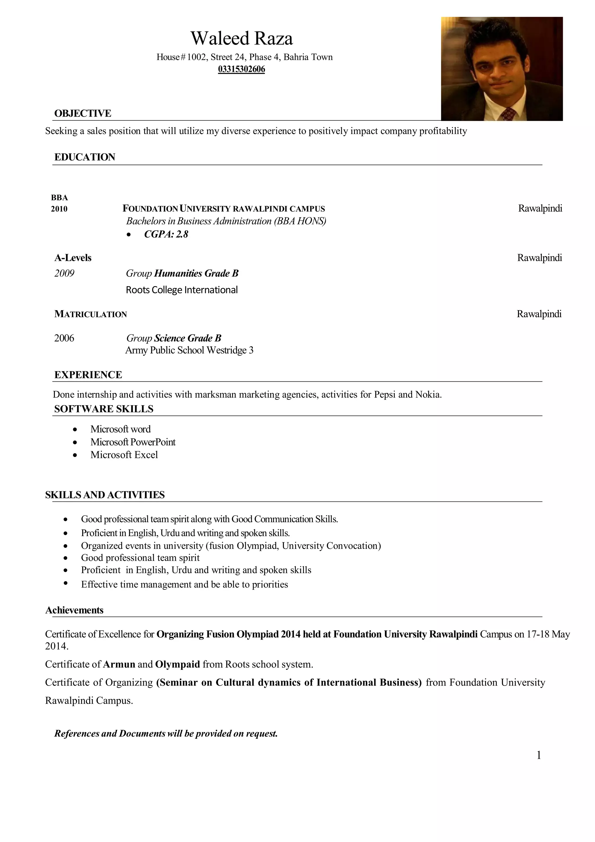 Waleed Raza cv final | PDF