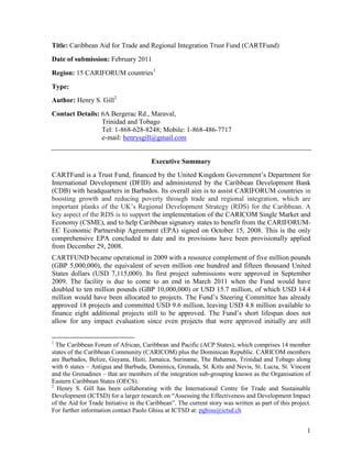 Aid for Trade: Case Study - Caribbean Aid for Trade (AfT) and Regional ...