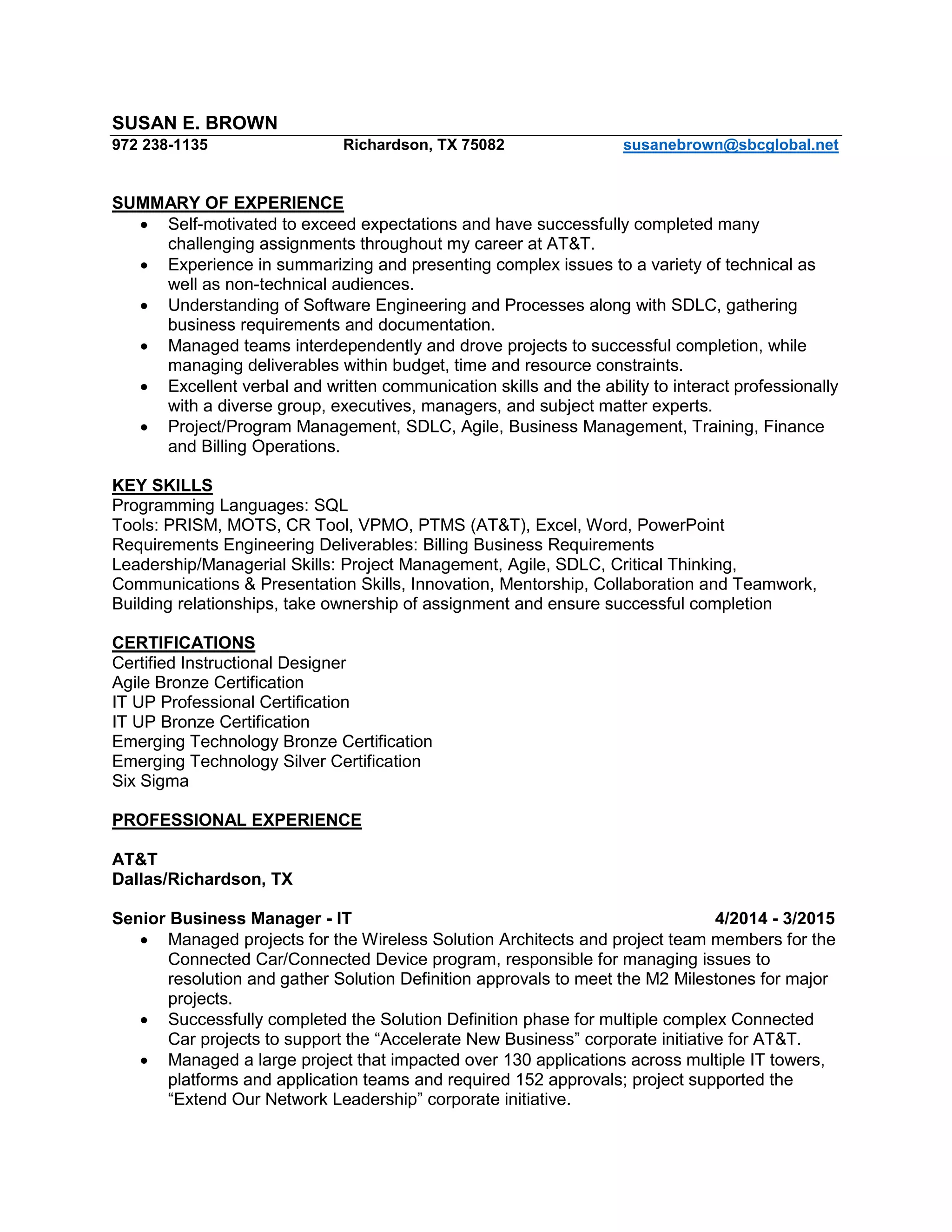 Brown Susan - Resume2 | PDF