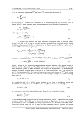 MIMO channels: optimizing throughput and reducing outage by increasing multiplexing gain | PDF