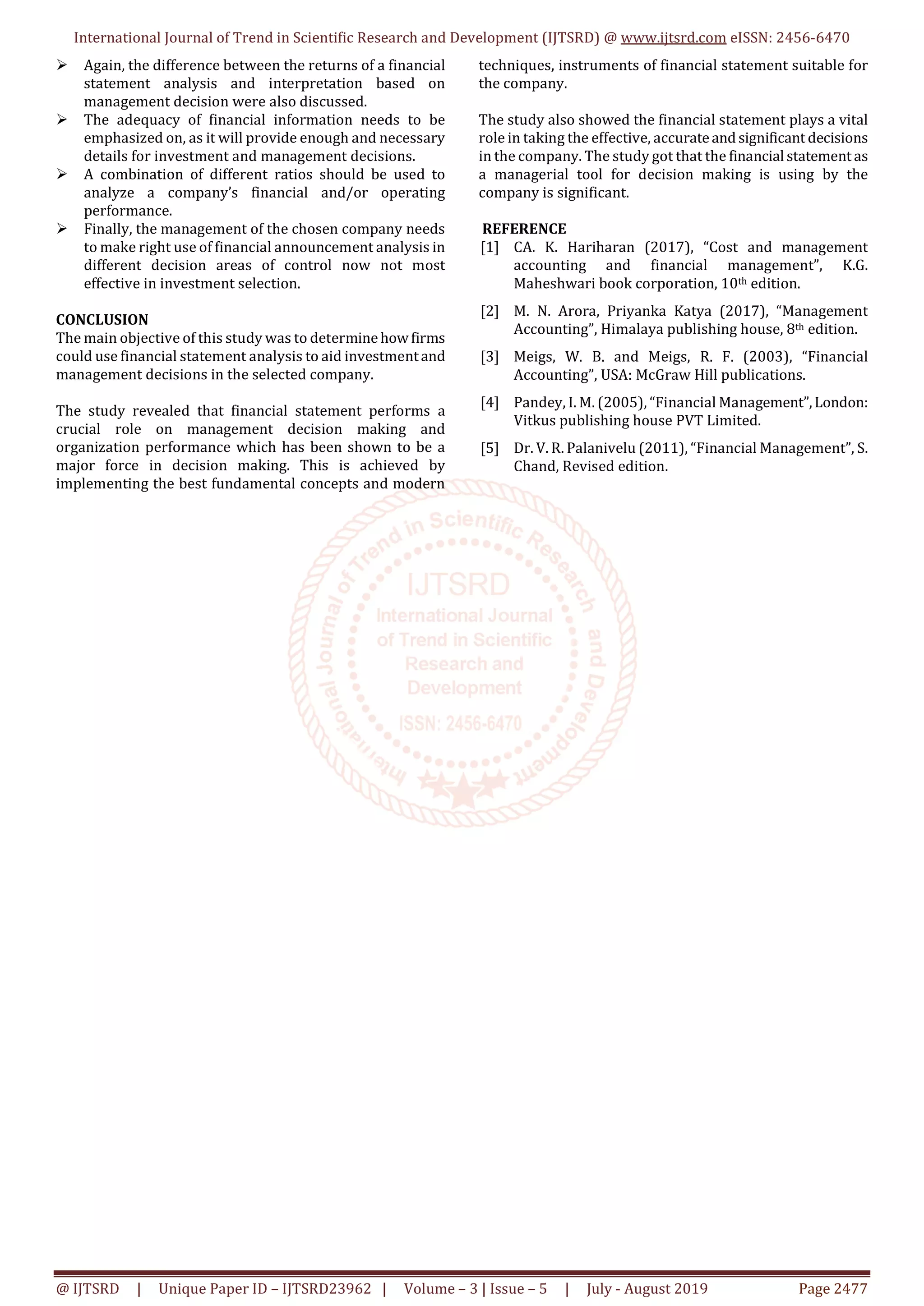 Analysis and Interpretation of Financial Statement as a Managerial Tool ...