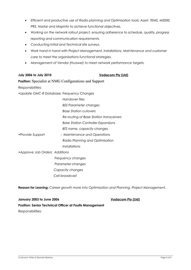 Siyanda Nkamisa CV | DOC