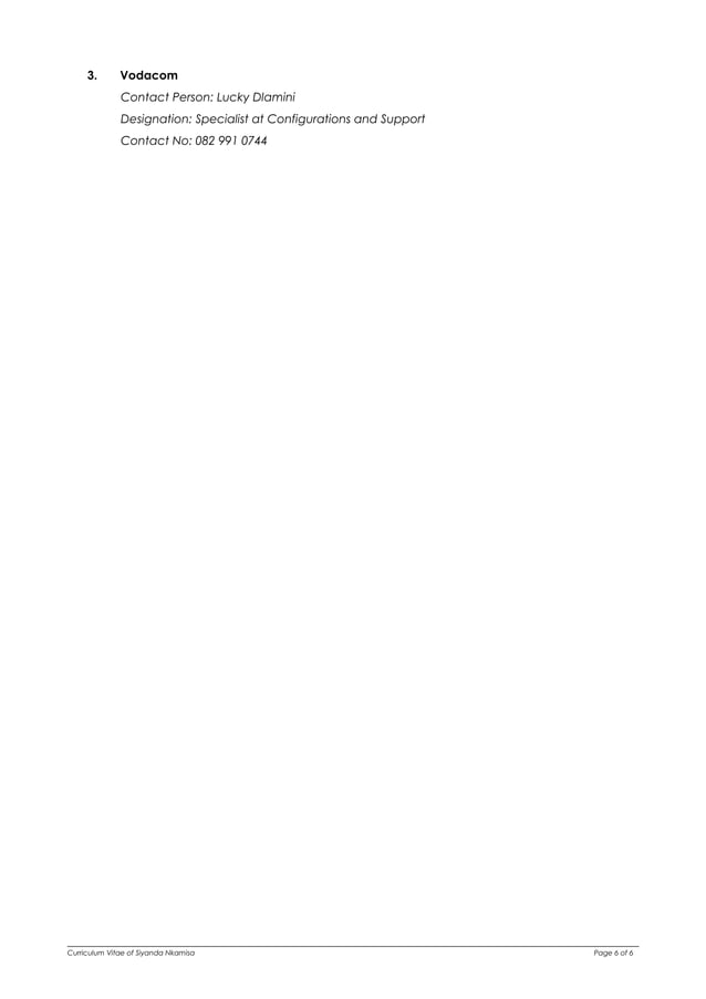 Siyanda Nkamisa CV | DOC