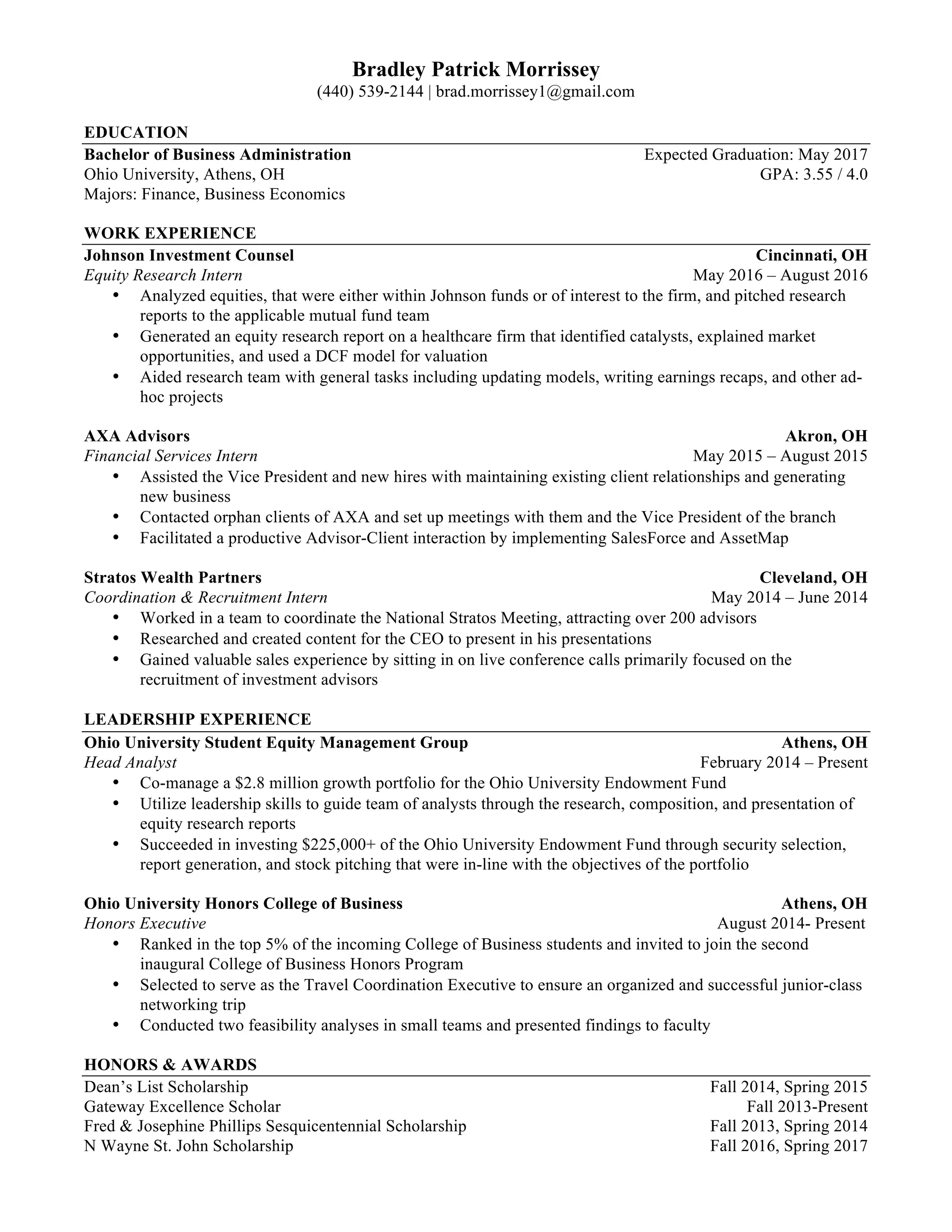 Bradley Morrissey - Resume | PDF