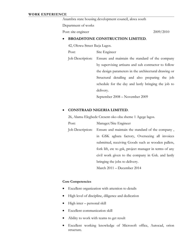 Samuel Olamolu Resume | DOC | Civil Engineering Industry | Industries