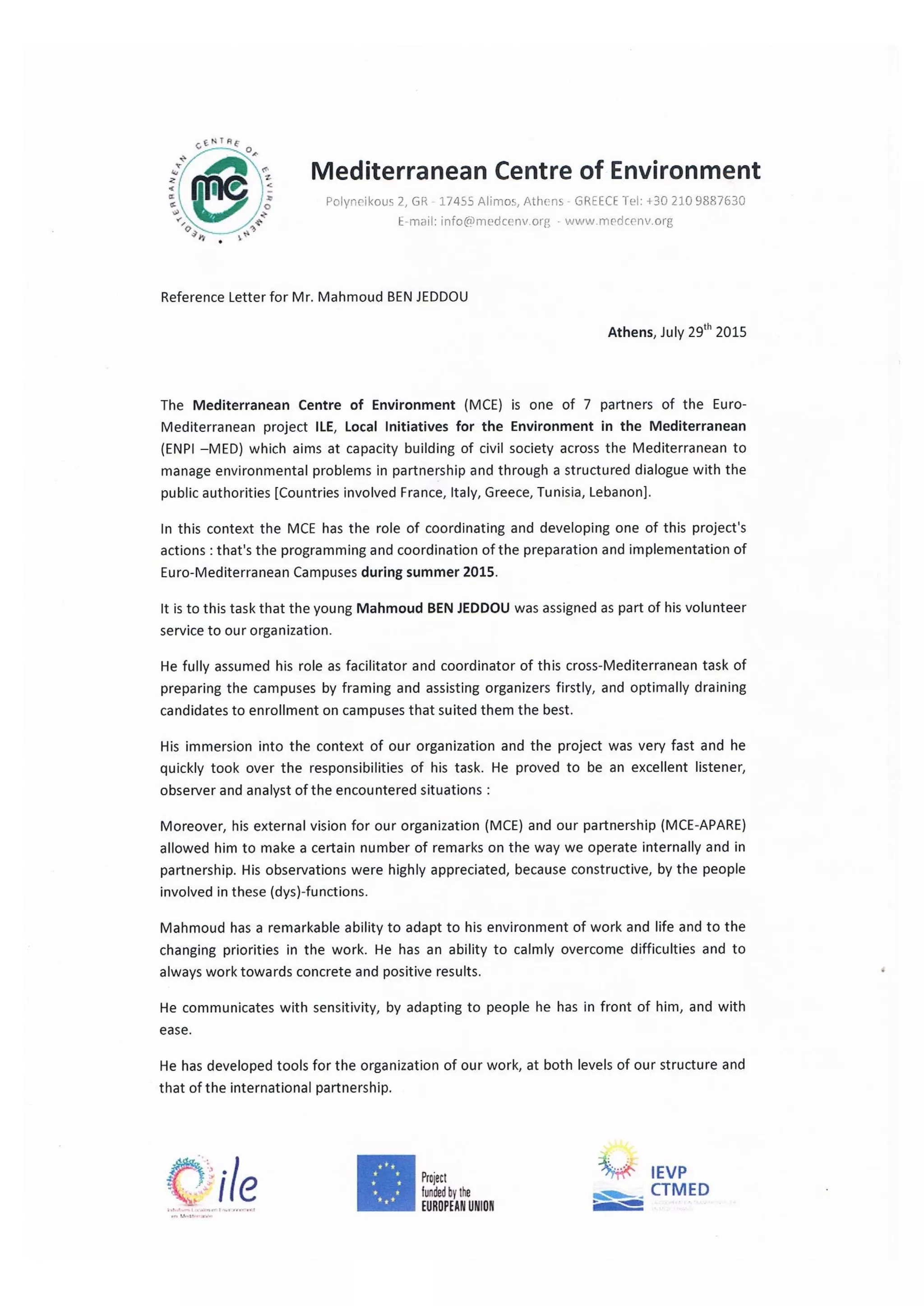 Reference Letter – MCE | PDF