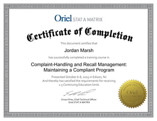 Complaint Handling Certification | PDF