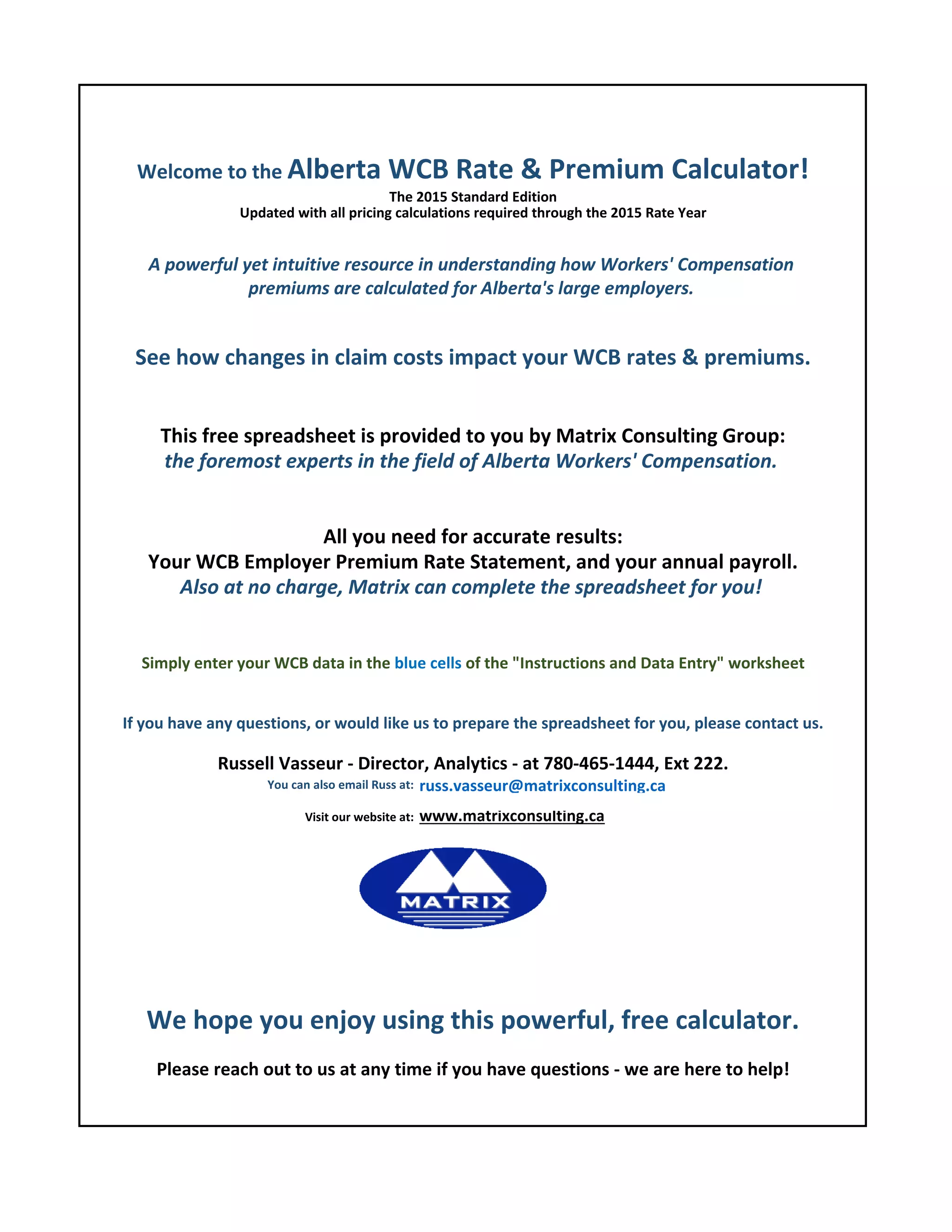 2015 Alberta WCB Rate Calculator | PDF