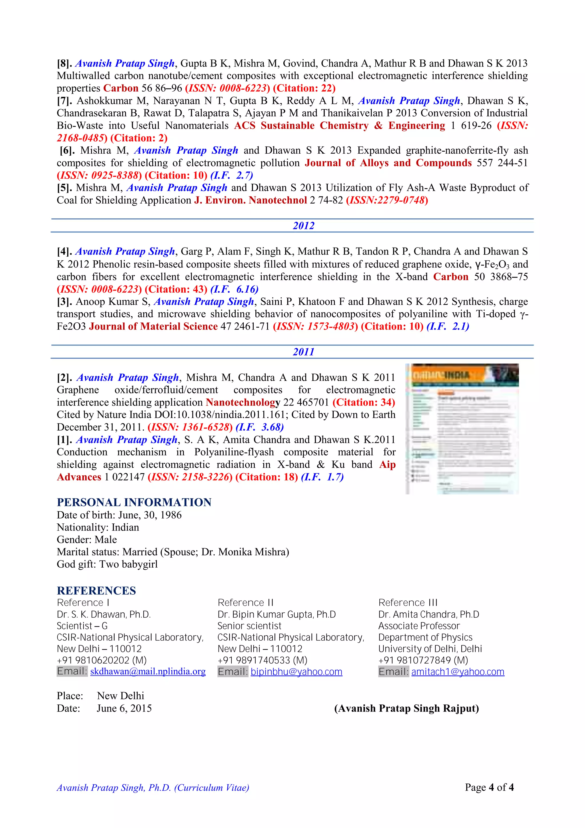 Resume-Dr. Avanish Pratap Singh Rajput | PDF