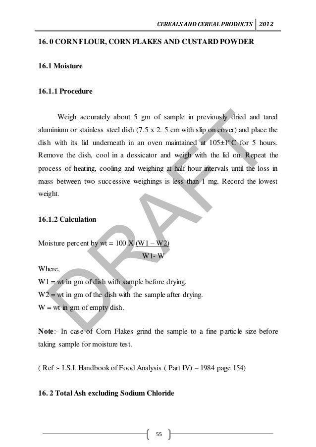 CEREALS AND CEREAL PRODUCTS