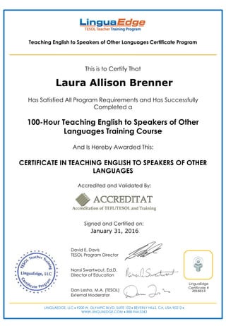 TESOL certificate | PDF