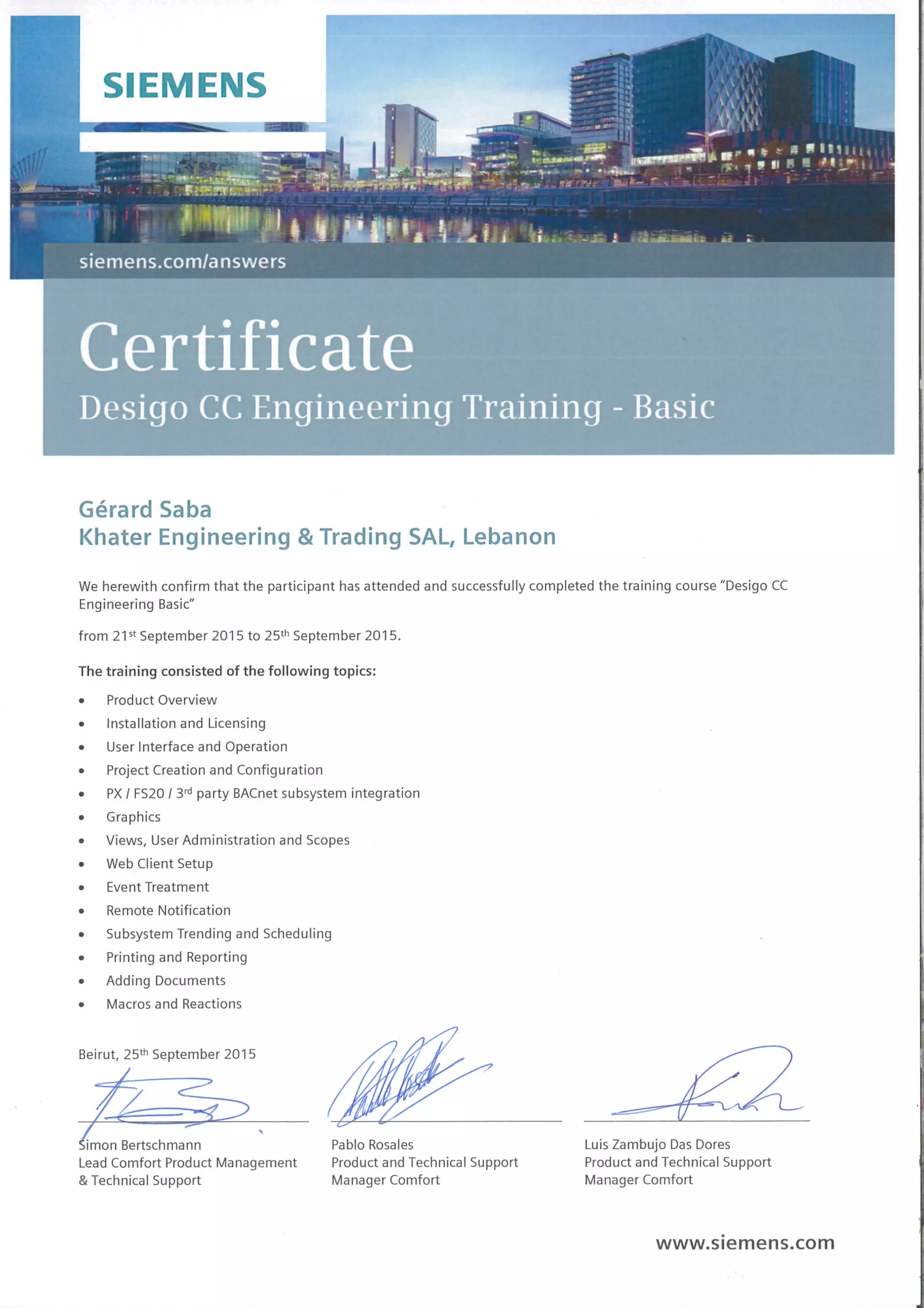 Siemens - Desigo CC Certf | PDF