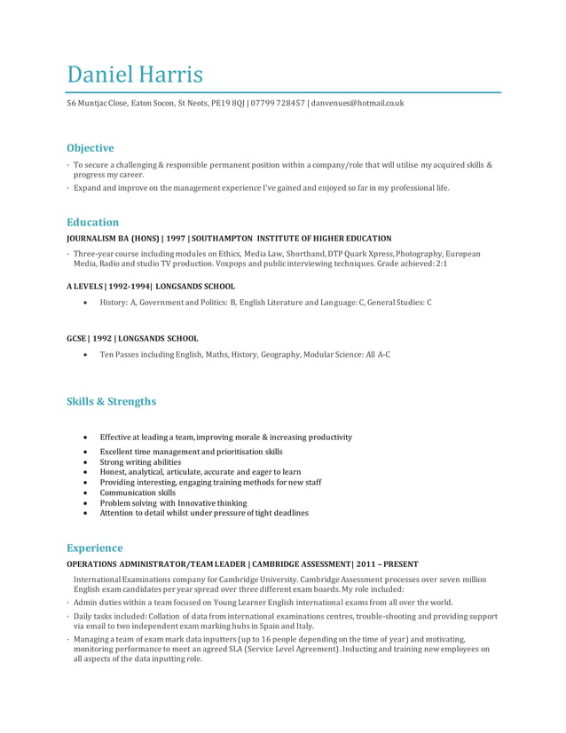 Daniel Harris CV | PDF