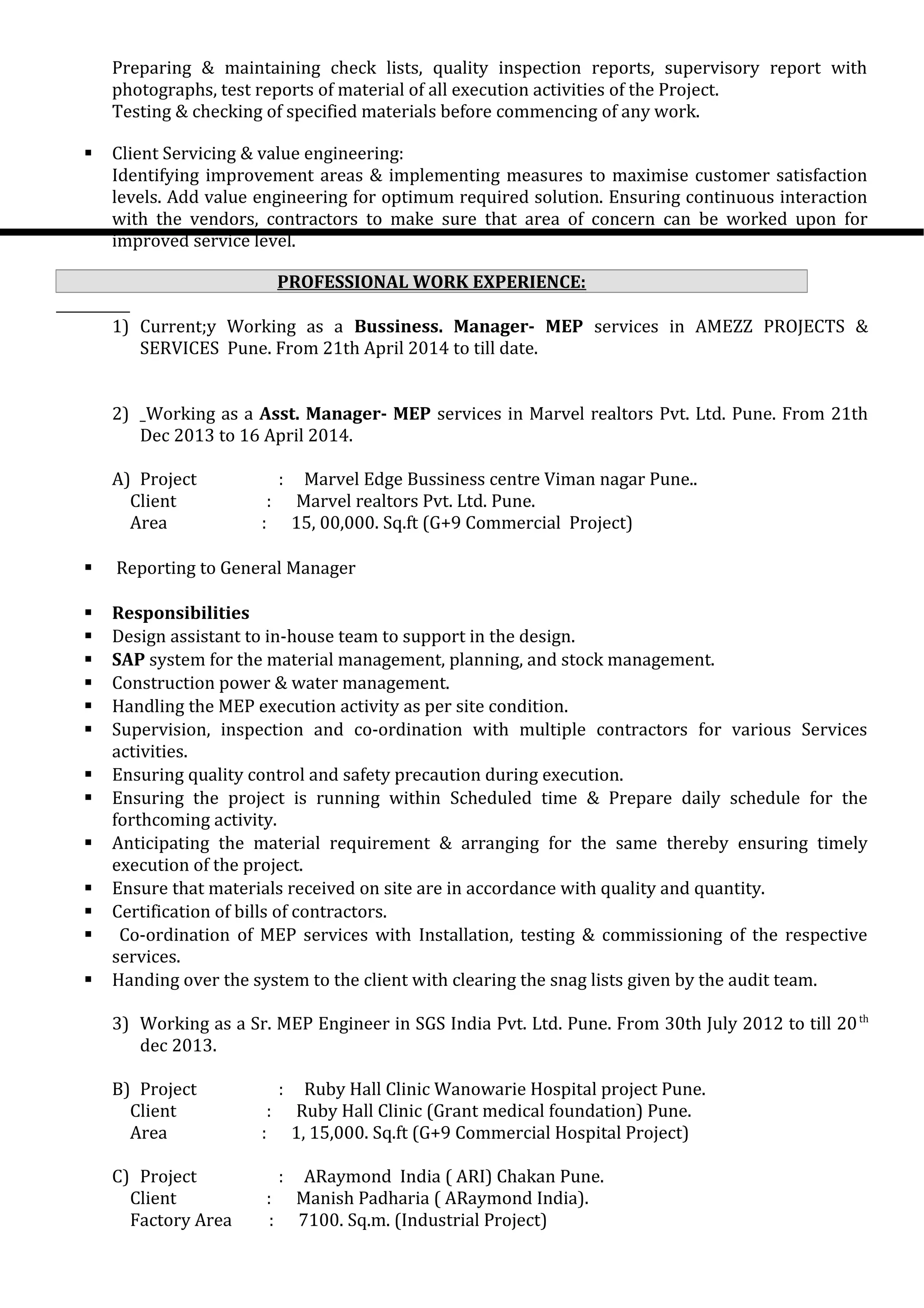 Killedar Resume | DOC