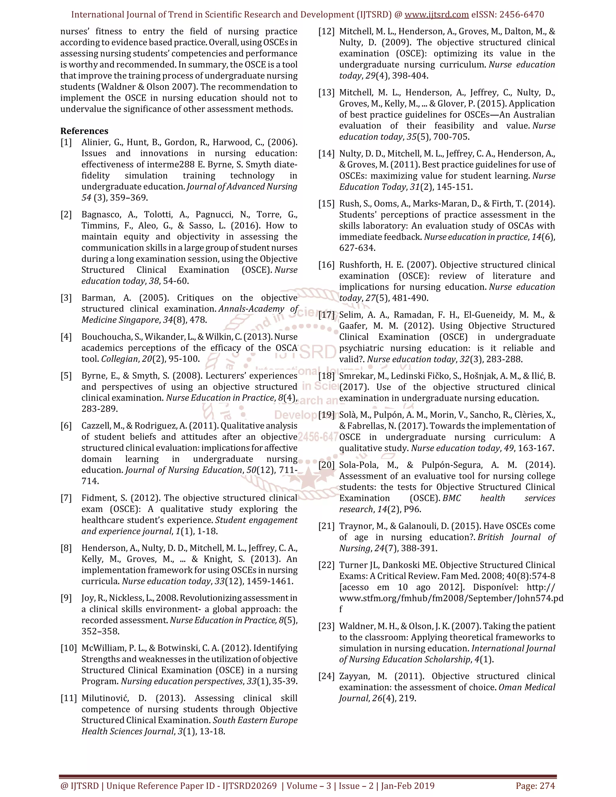 Advantages and Disadvantages of the Objective Structured Clinical Examination OSCE in Nursing ...