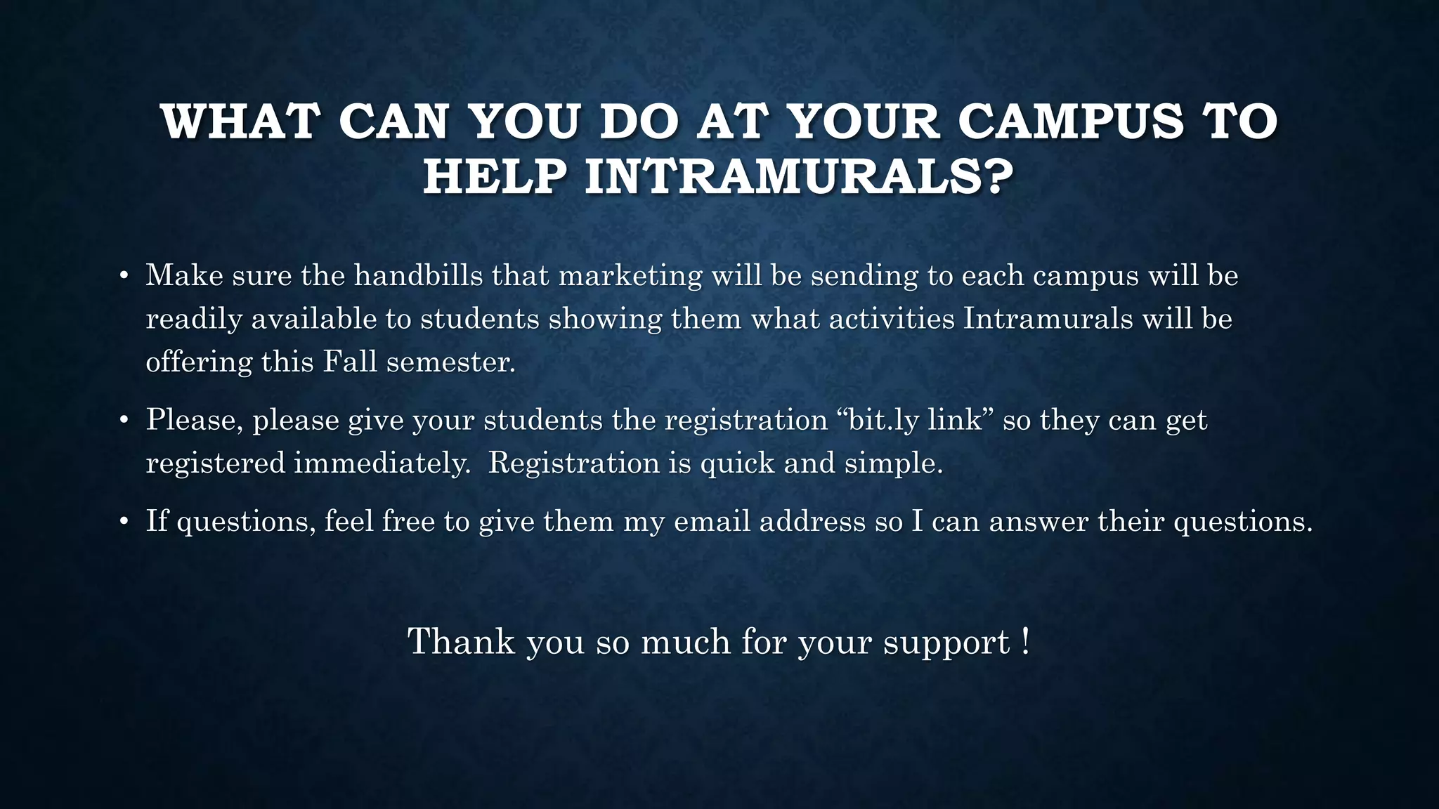 Intramural Sports & Recreation @ ACCREVISED | PPTX