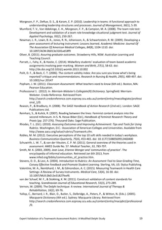 Expert Validation of a Teamwork Assessment Rubric PARRATT FAHY ET AL | PDF