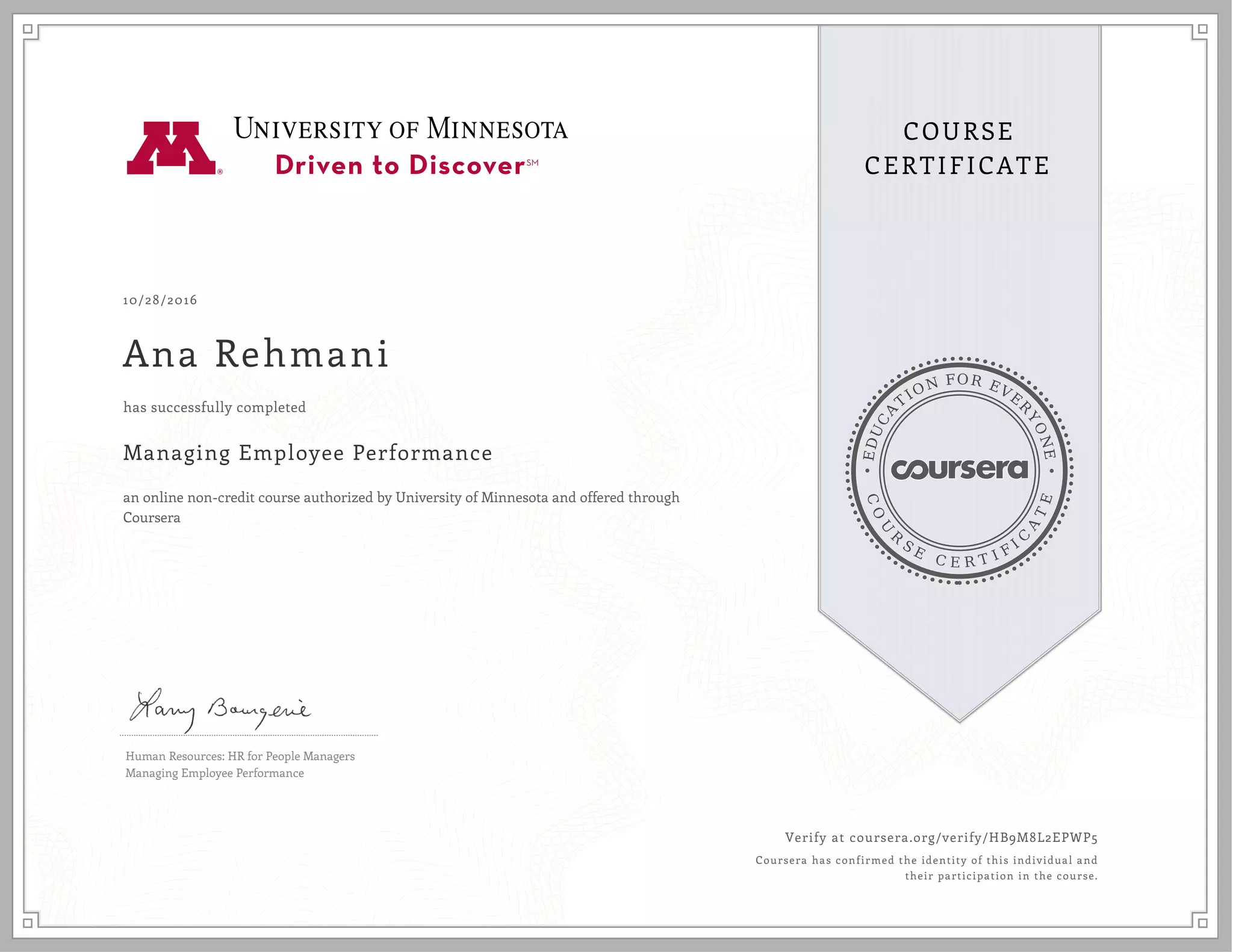 Coursera Certificate | PPT