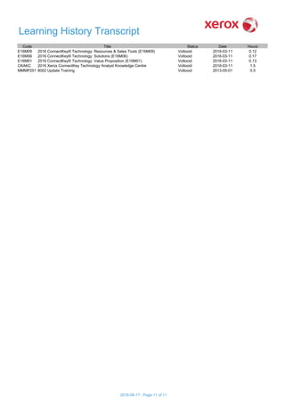 Xerox Learning History Transcript for Arthur Philipsen - 17-08-2016 | PDF