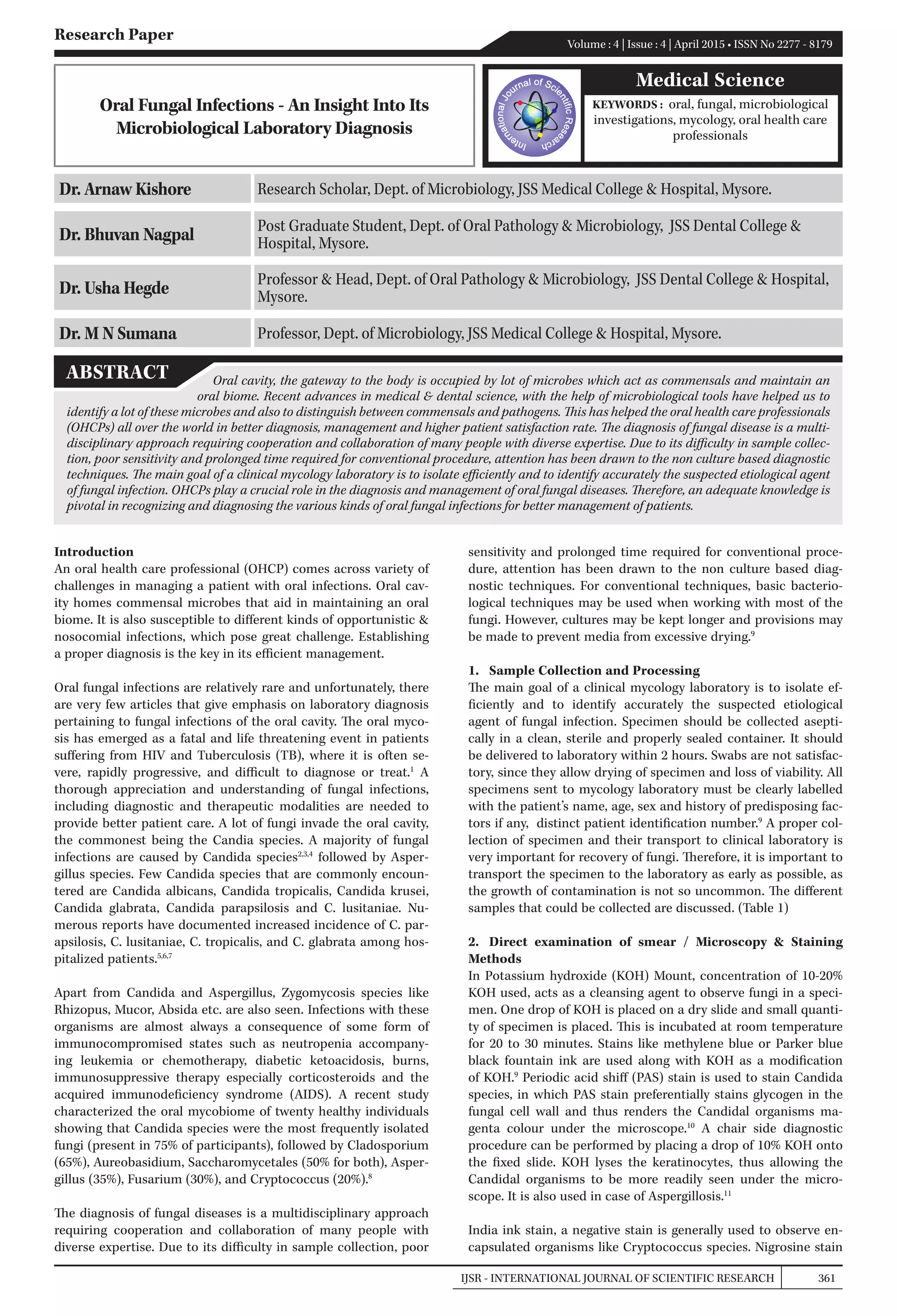 6. ORAL FUNGAL INFECTIONS 2015 | PDF