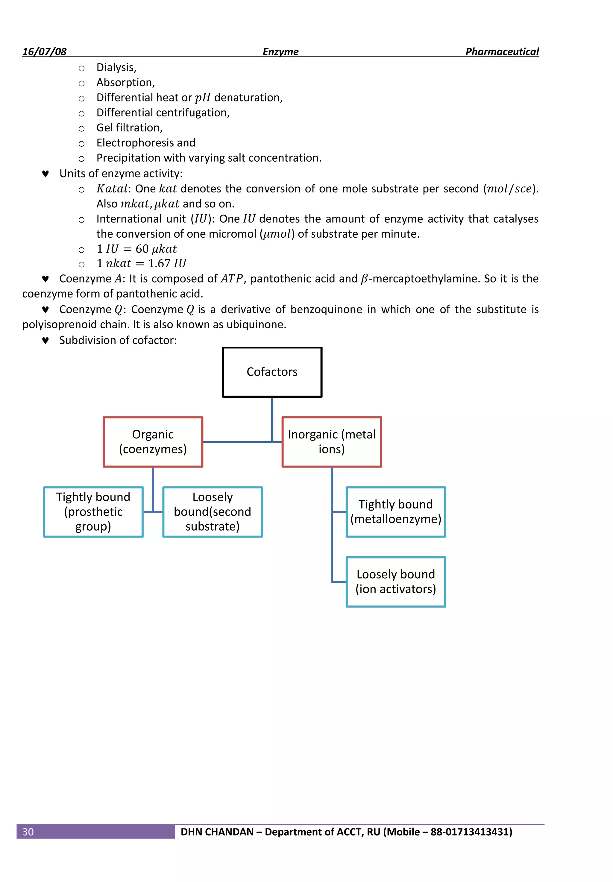 Notes on Enzyme | PDF