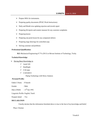 Vinoth Resume | PDF | Science